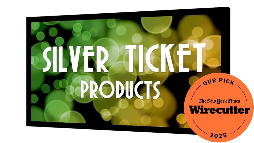 STR-169100 Silver Ticket, 100" 16:9 4K / 8K Fixed Frame Projector Scre ...